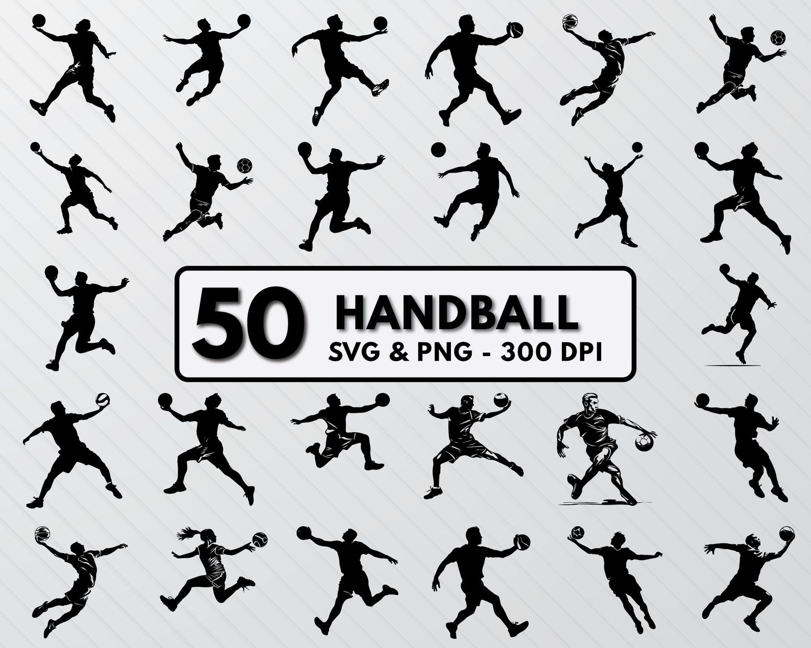 Handball Silhouette, Handball Svg Bundle Set, Handball Clipart Png ...