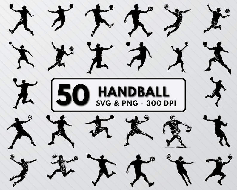 Handball Silhouette, Handball Svg Bundle Set, Handball Clipart Png ...