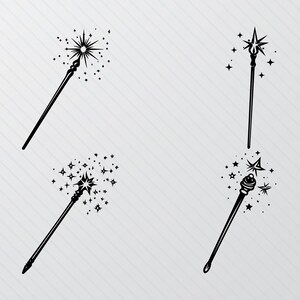 Magic Wand SVG Bundle: Silhouette Clipart Decal (digital Download) - Etsy