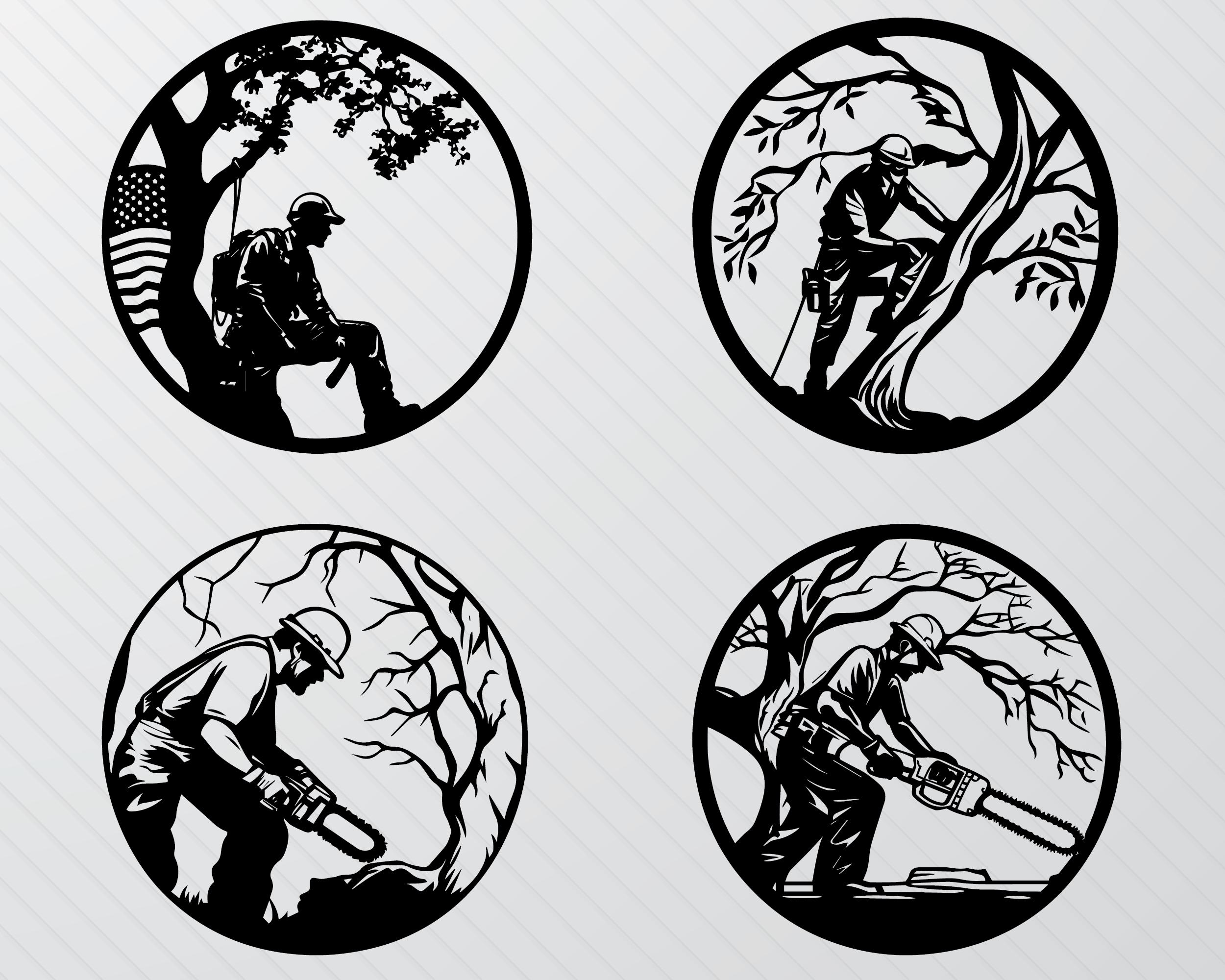 Arborist Silhouette SVG Bundle: Tree Surgeon Vector Clipart (PNG, SVG ...