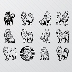 Samoyed Dog Silhouette Svg, Samoyed Svg Bundle Cut Files, Samoyed Dog ...