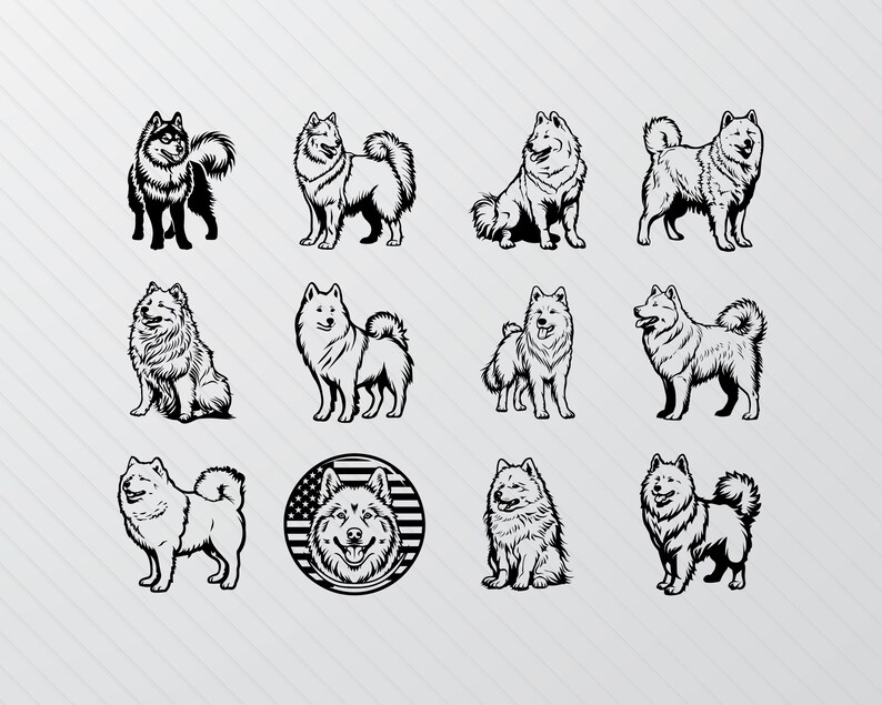 Samoyed Dog Silhouette Svg, Samoyed Svg Bundle Cut Files, Samoyed Dog ...