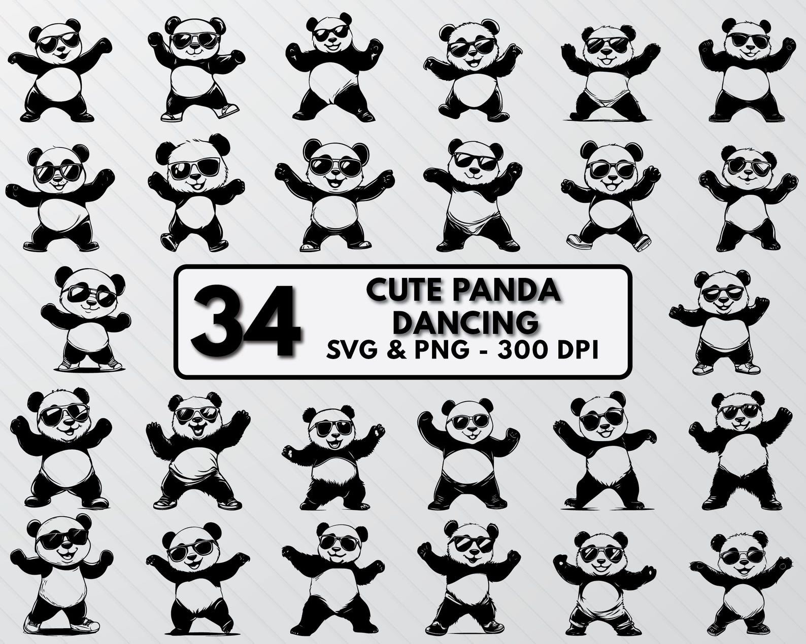 Cute Panda Dancing Svg Bundle, Cute Panda Dancing Silhouette Png, Cute ...