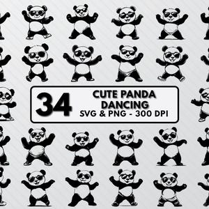 Cute Panda Dancing Svg Bundle, Cute Panda Dancing Silhouette Png, Cute Panda Dancing Clipart ...