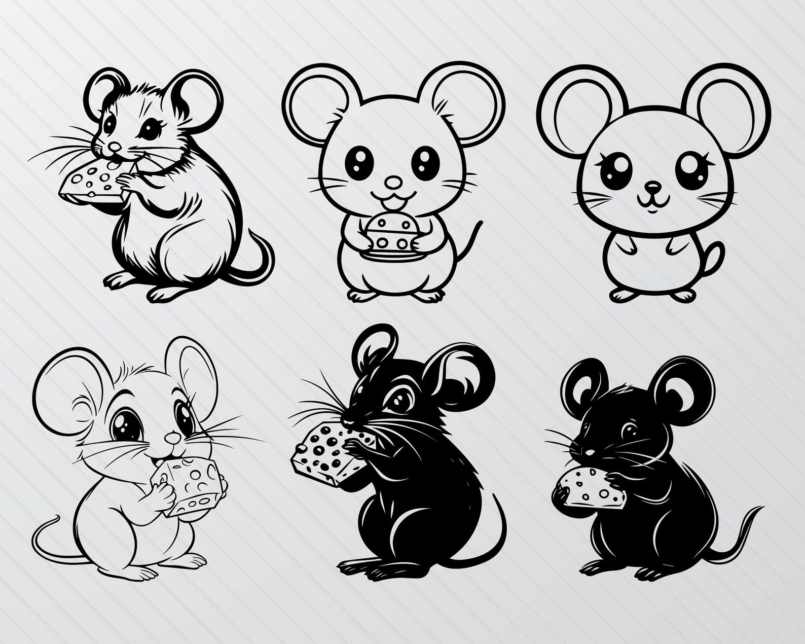 Cute Mouse Svg Bundle, Cute Mouse Silhouette Png, Cartoon Mouse Vector ...