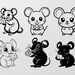 Cute Mouse Svg Bundle, Cute Mouse Silhouette Png, Cartoon Mouse Vector ...