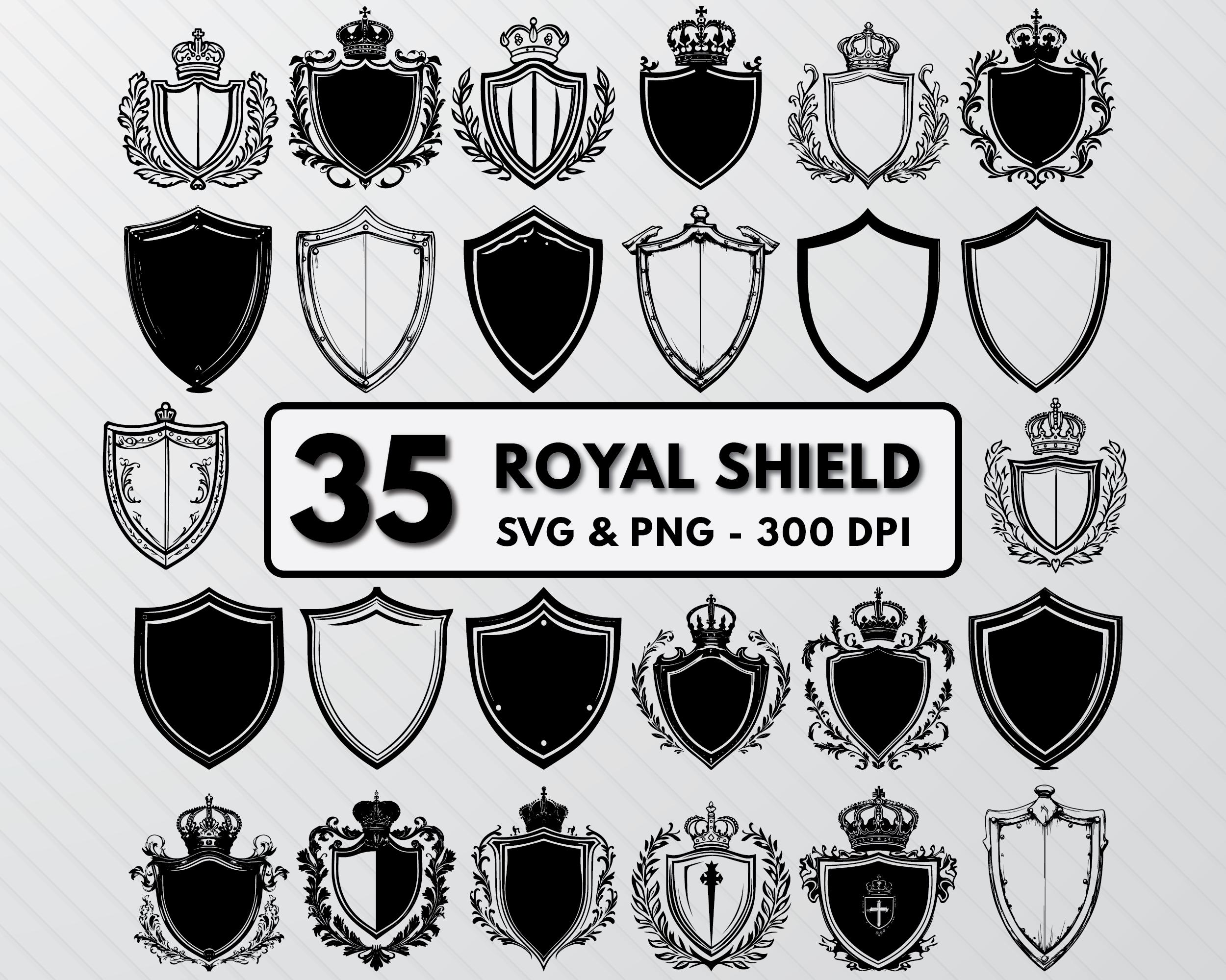 Royal Shield SVG Bundle: Black Outline Decals (PNG, SVG) - Etsy