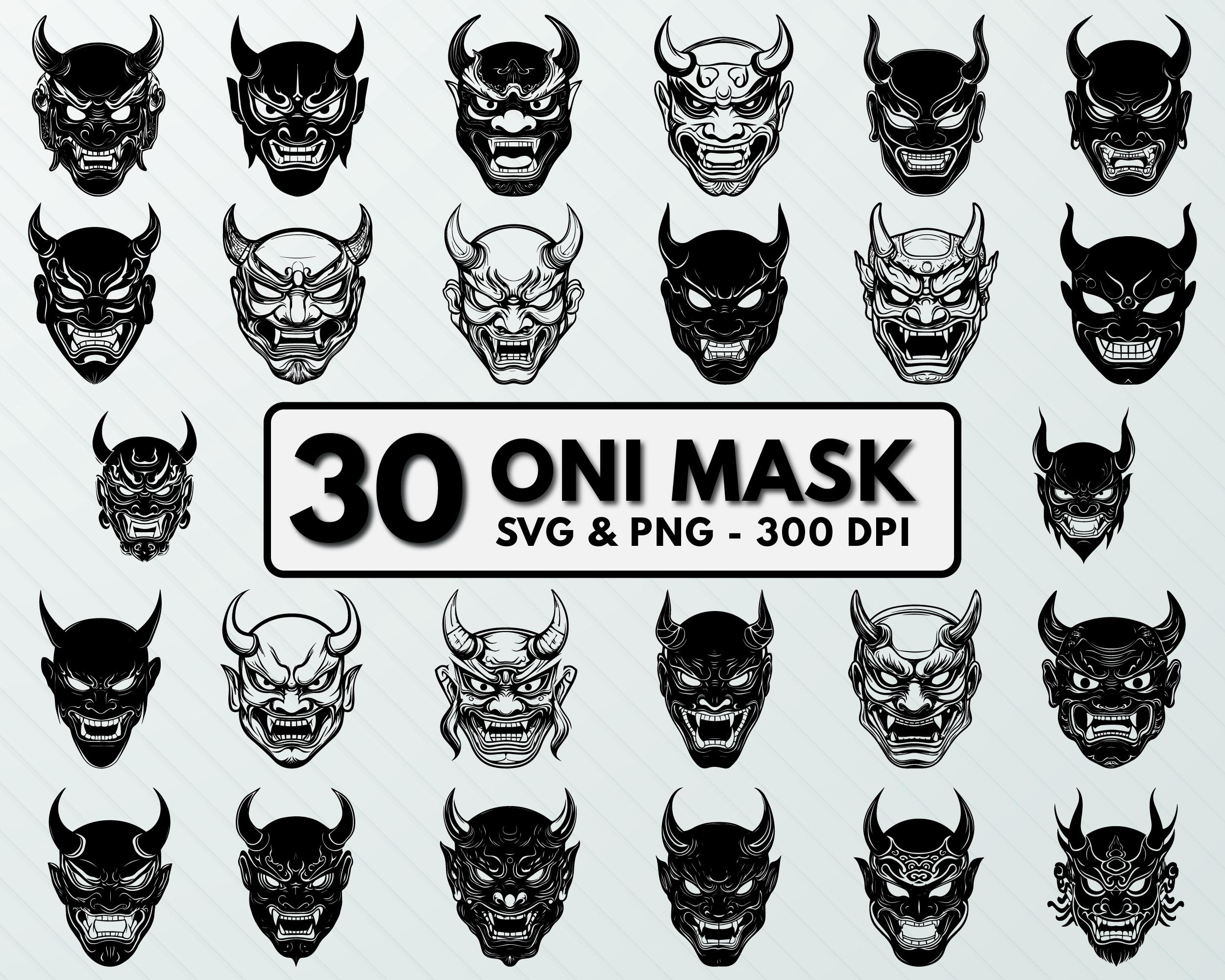 Hannya Mask Svg, Oni Mask Png, Oni Demon Mask Clipart, Samurai Mask ...