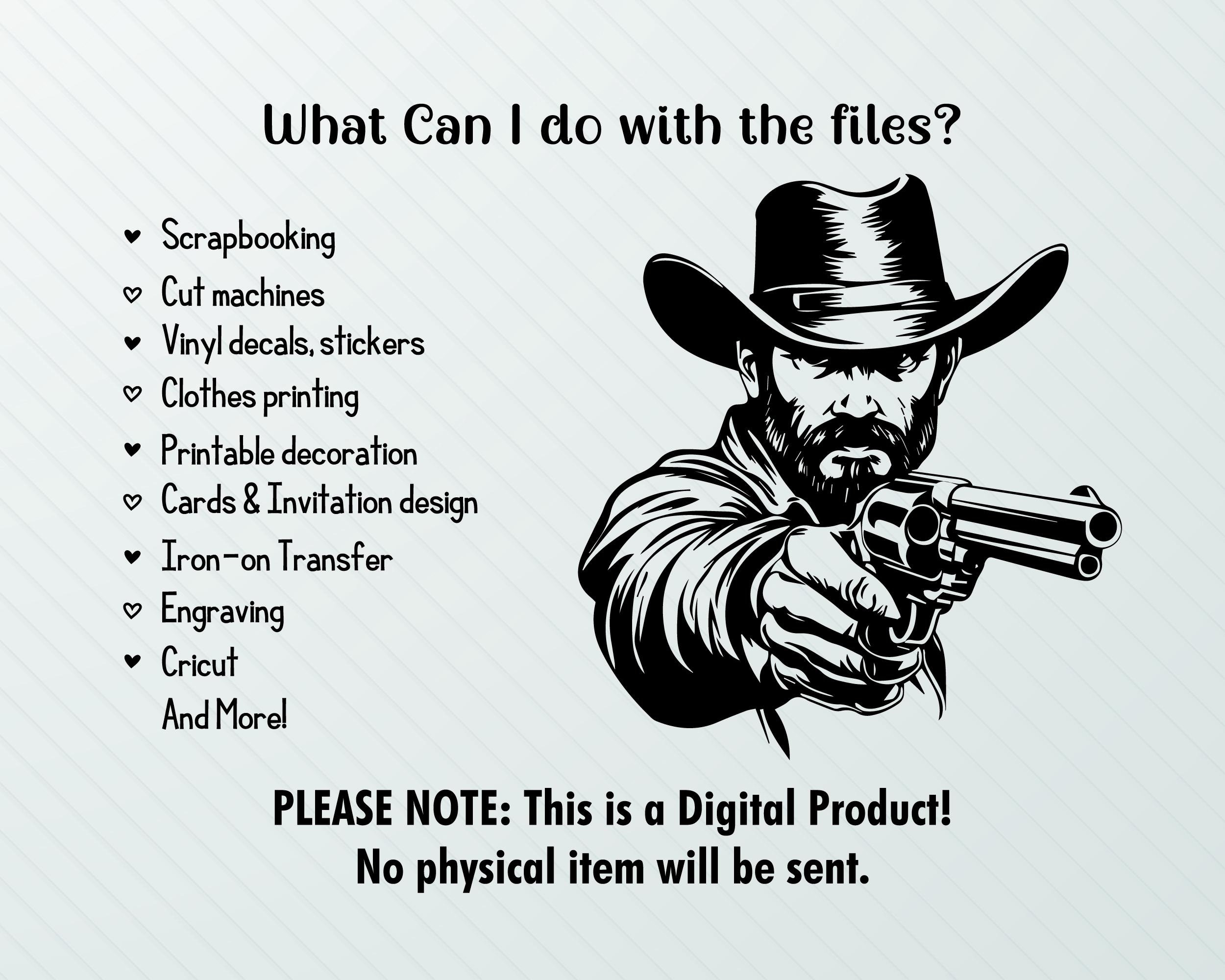 Cowboy Outlaw SVG PNG: Bandit Clipart, Wild West Design (digital ...