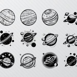 Solar System Planets Silhouette: Galaxy Vector Art (SVG & PNG) - Etsy