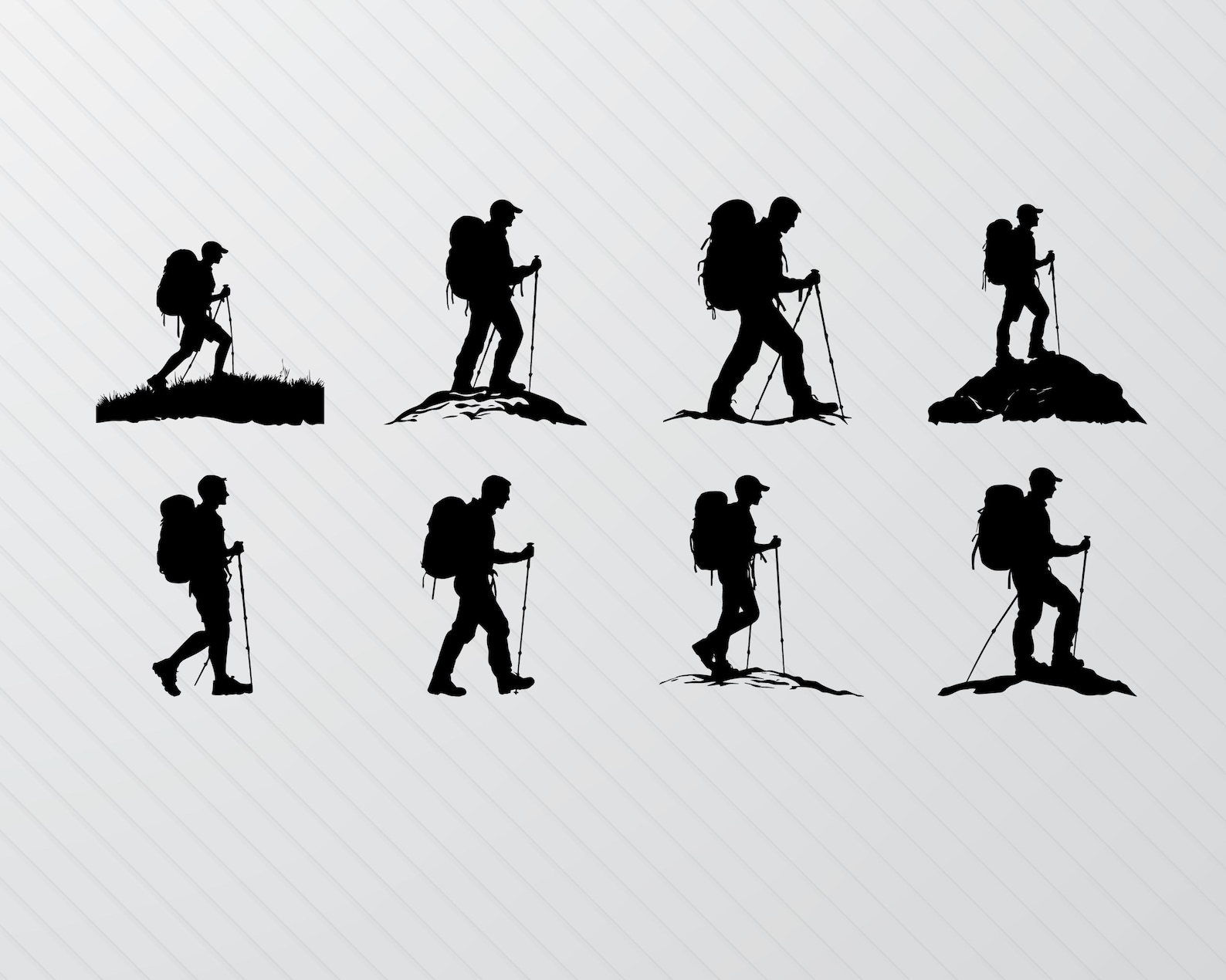 Hiking Silhouette, Hiking Svg Bundle, Hiking Clipart, Hiking Png, Hiker ...