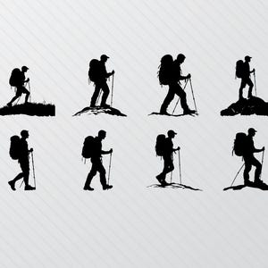 Hiking Silhouette, Hiking Svg Bundle, Hiking Clipart, Hiking Png, Hiker ...