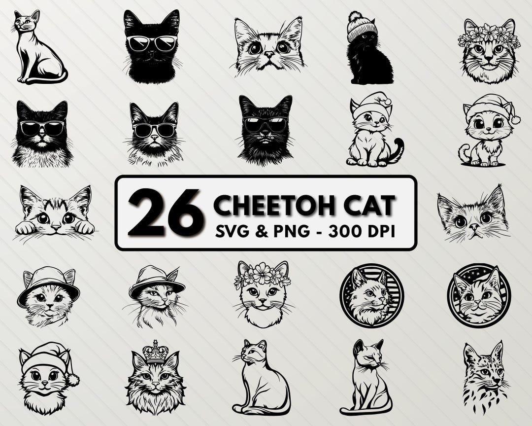 Cheetoh Cat Svg Bundle, Cheetoh Cat Silhouette Png, Cat Breeds Svg ...