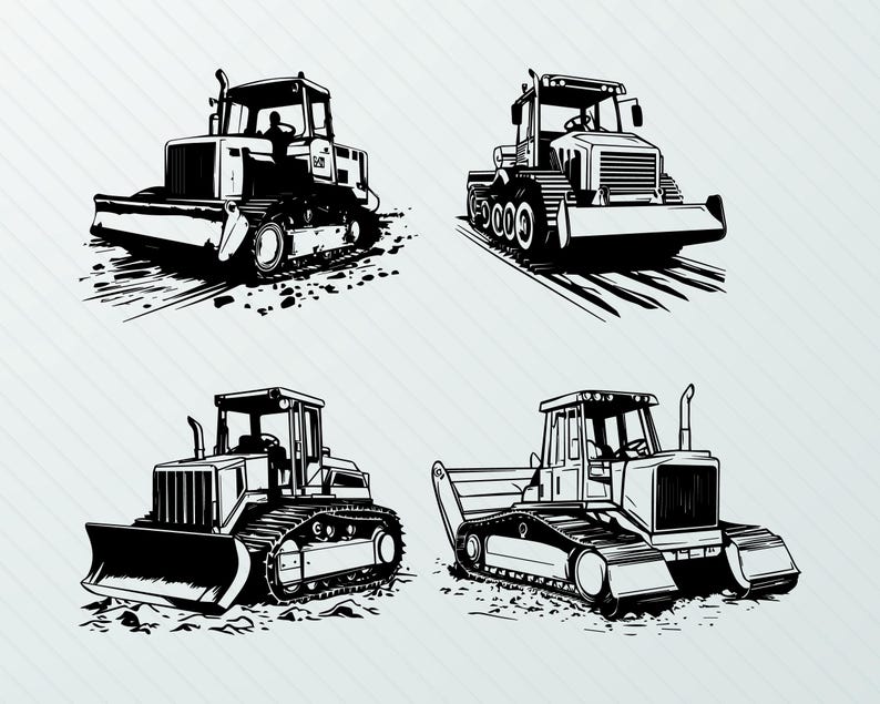 Bulldozer Svg Png, Bulldozer Clipart, Bulldozer Art Silhouette, Decal ...