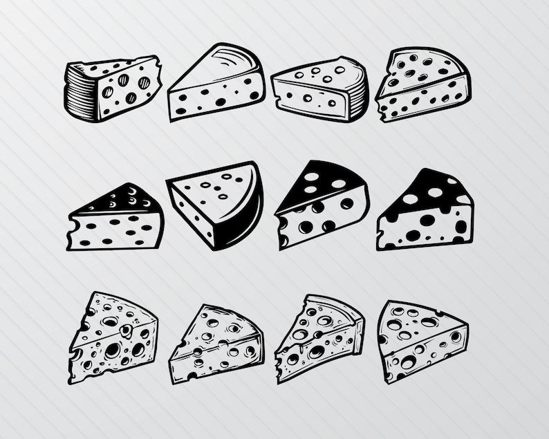Cheese Silhouette Svg, Cheese Svg Bundle, Cheese Clipart Png, Cheese ...