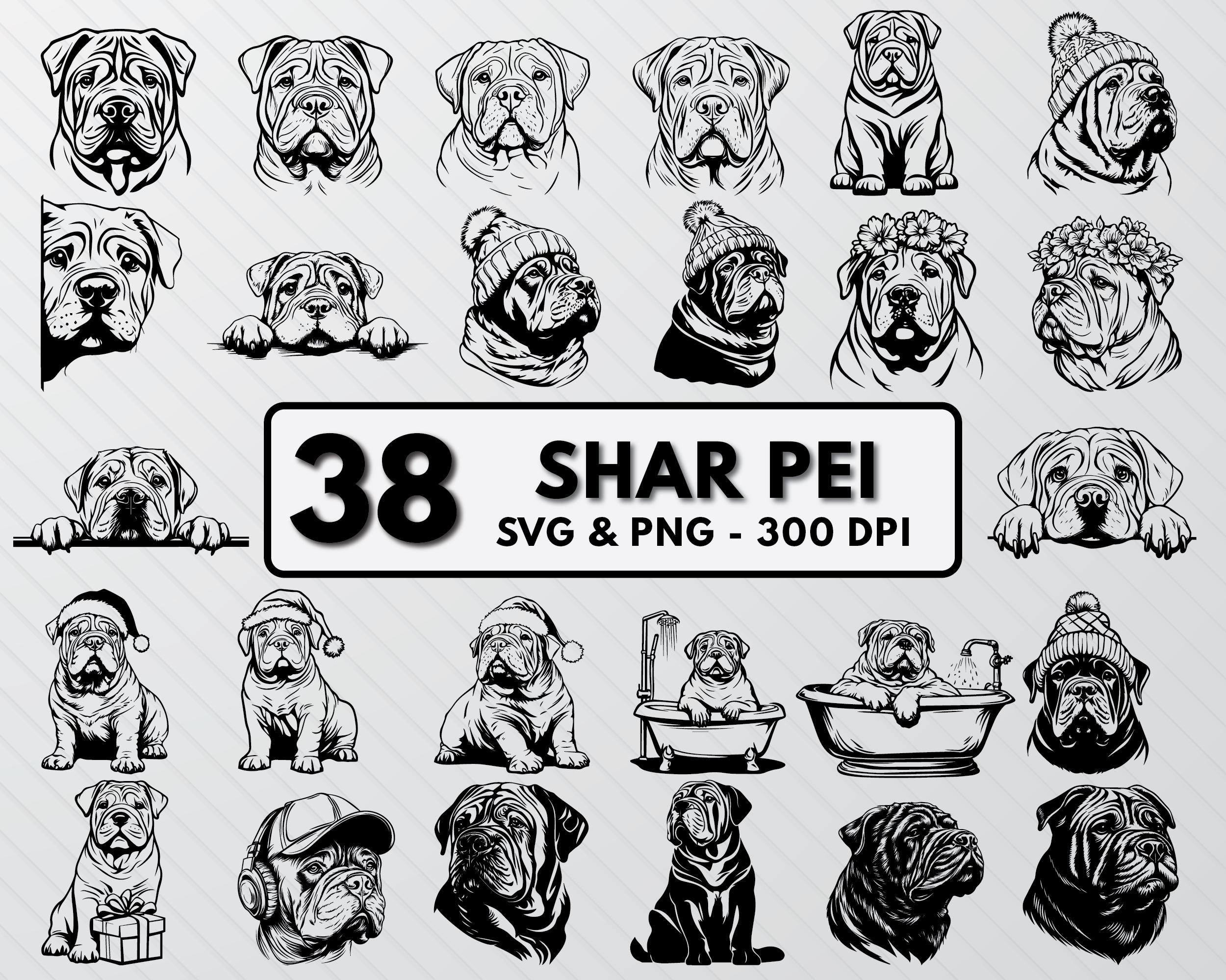 Shar Pei SVG Bundle: Dog Breed Clipart, Decal Vector (PNG) - Etsy