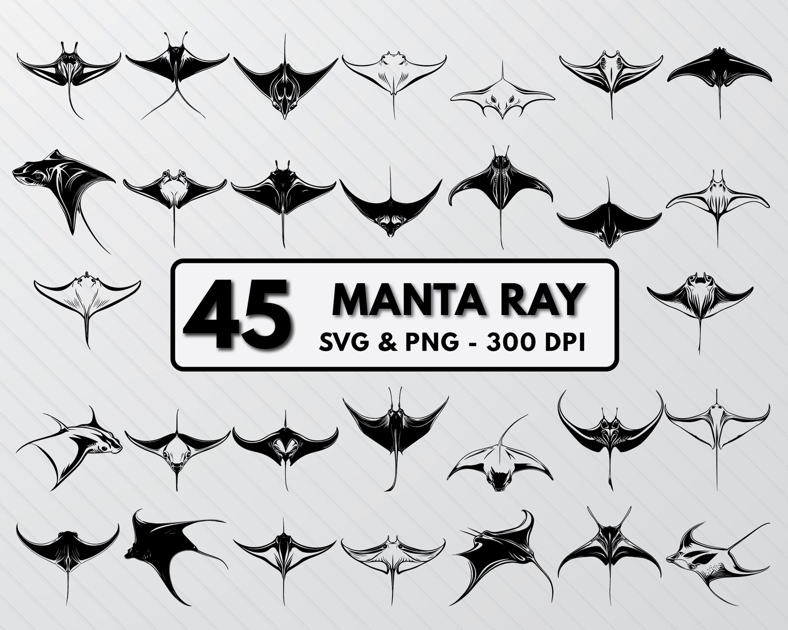 Manta Ray SVG Bundle: Silhouette Vector Png, Cricut Decal Cut File - Etsy