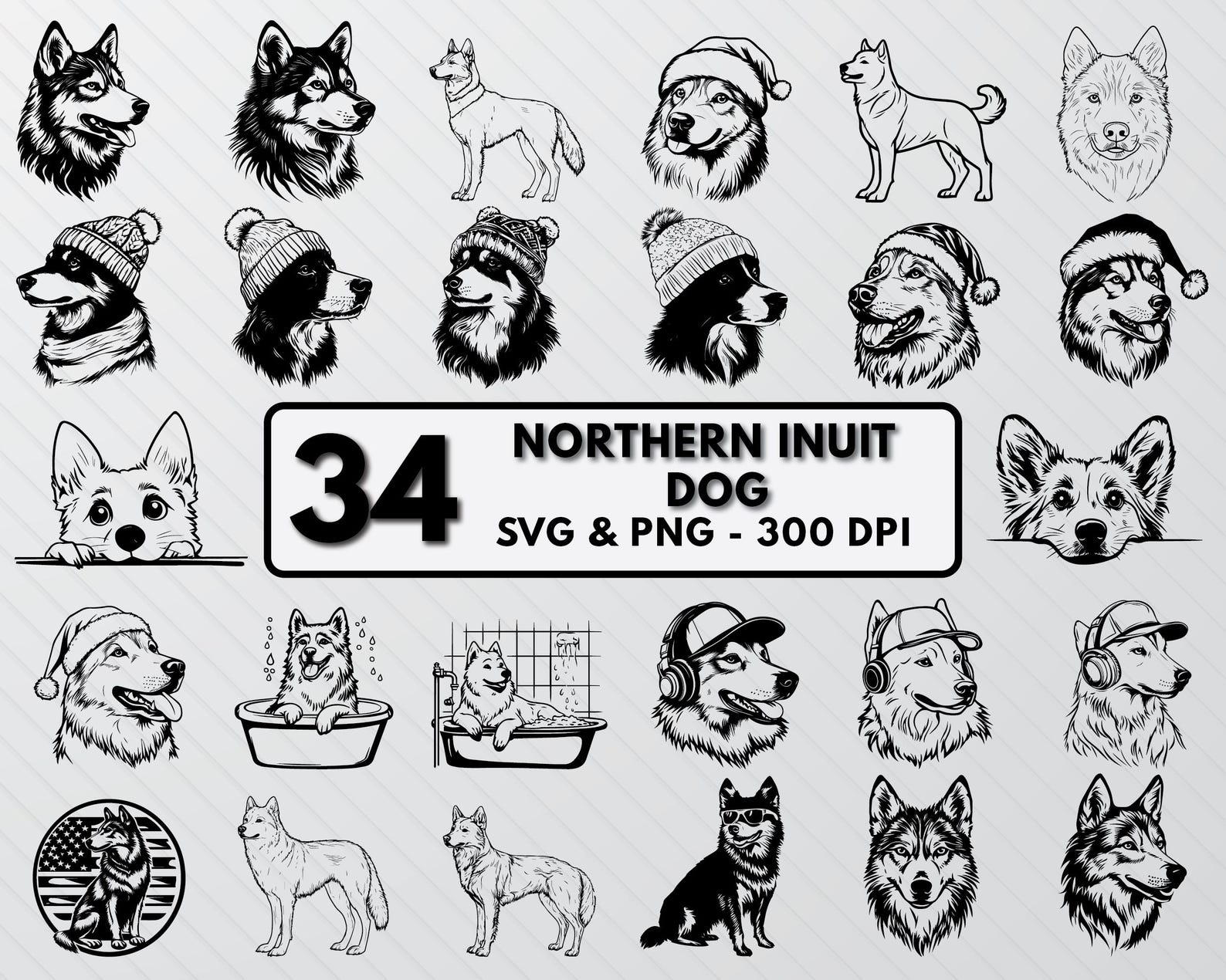 Northern Inuit Dog Svg Bundle, Northern Inuit Silhouette, Northern ...