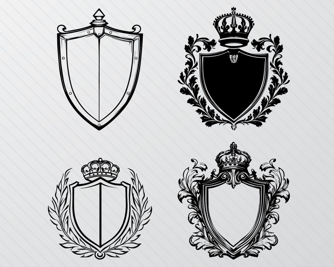 Royal Shield SVG Bundle: Black Outline Decals (PNG, SVG) - Etsy