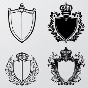 Royal Shield SVG Bundle: Black Outline Decals (PNG, SVG) - Etsy