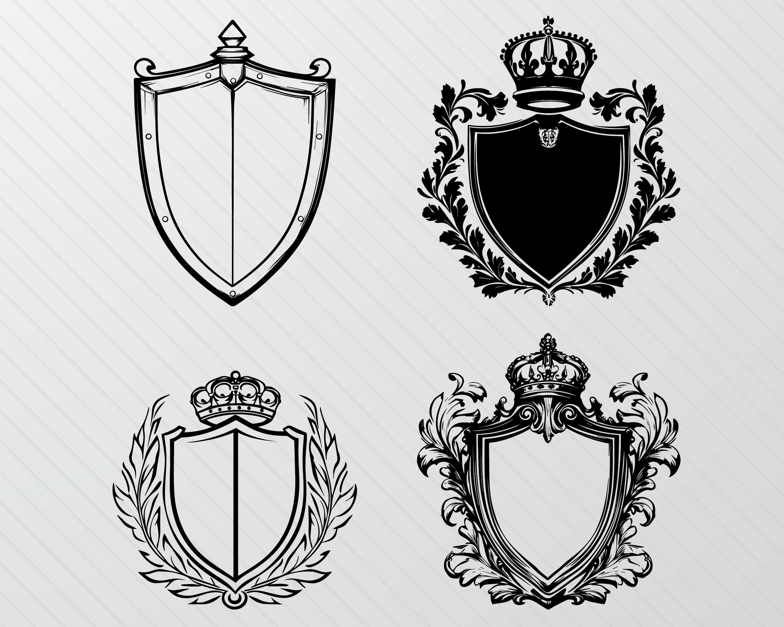 Royal Shield SVG Bundle: Black Outline Decals (PNG, SVG) - Etsy