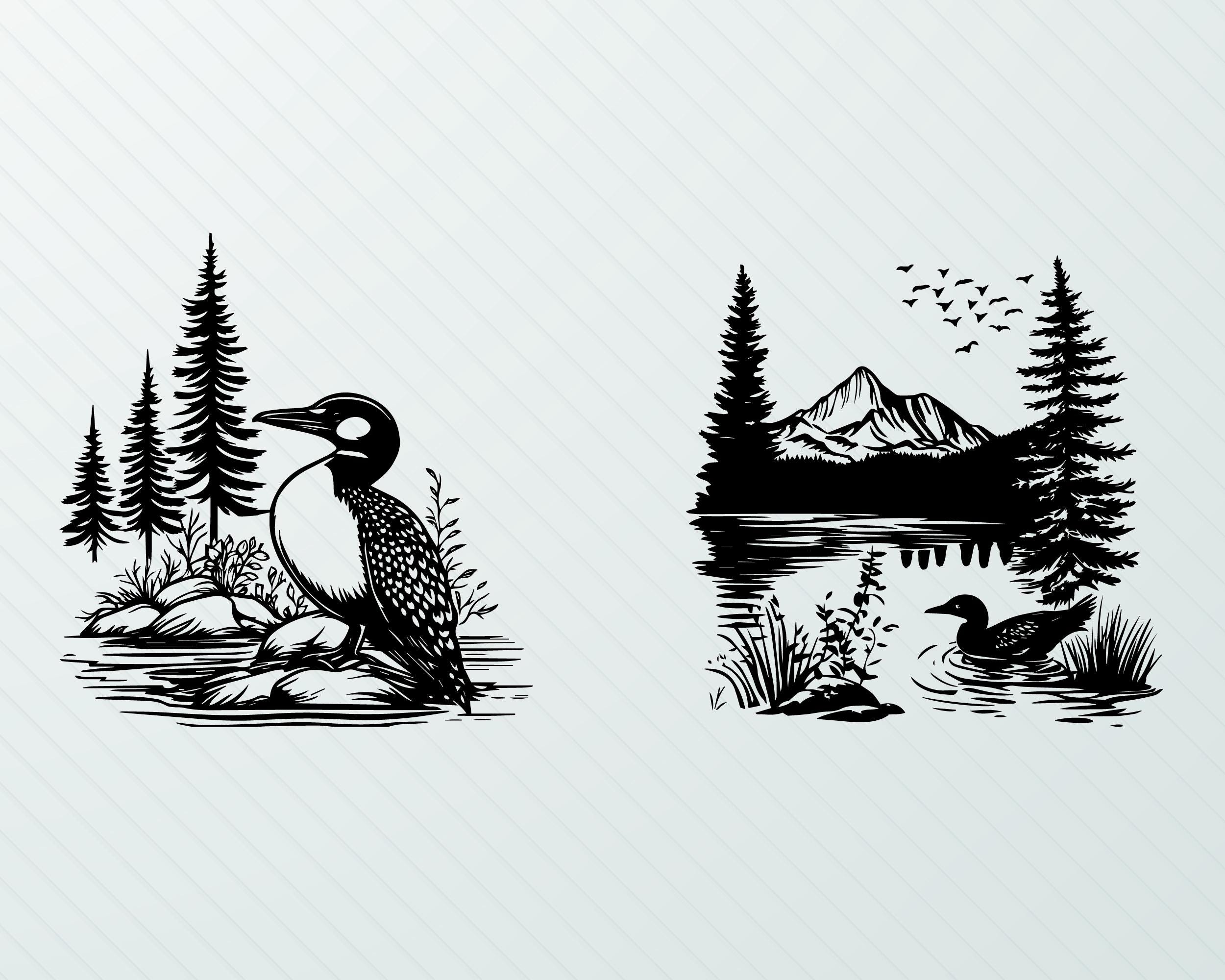 Lake Loon Scene SVG, Lake Life Svg, Beach Monogram Png, Loon Lake ...