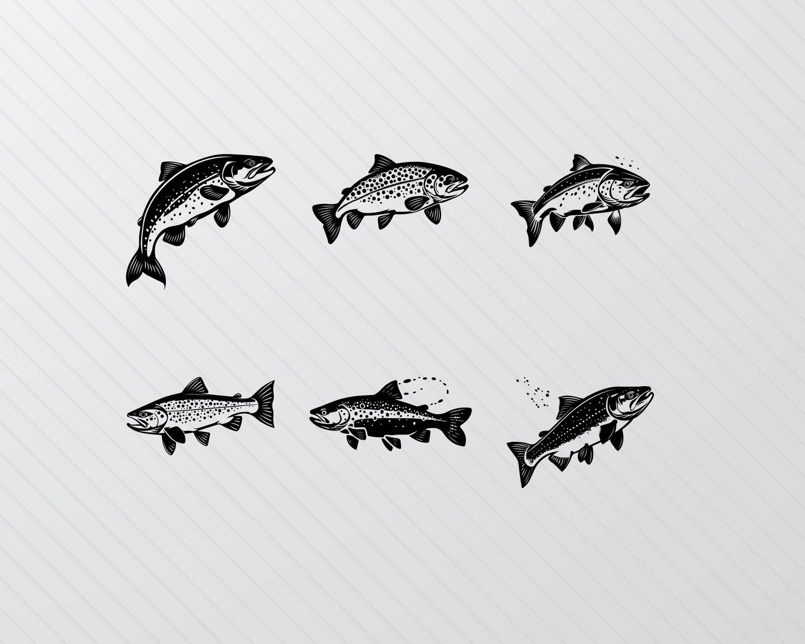 Trout Fish Silhouette, Trout Fish Svg Bundle, Trout Fish Clipart, Trout ...