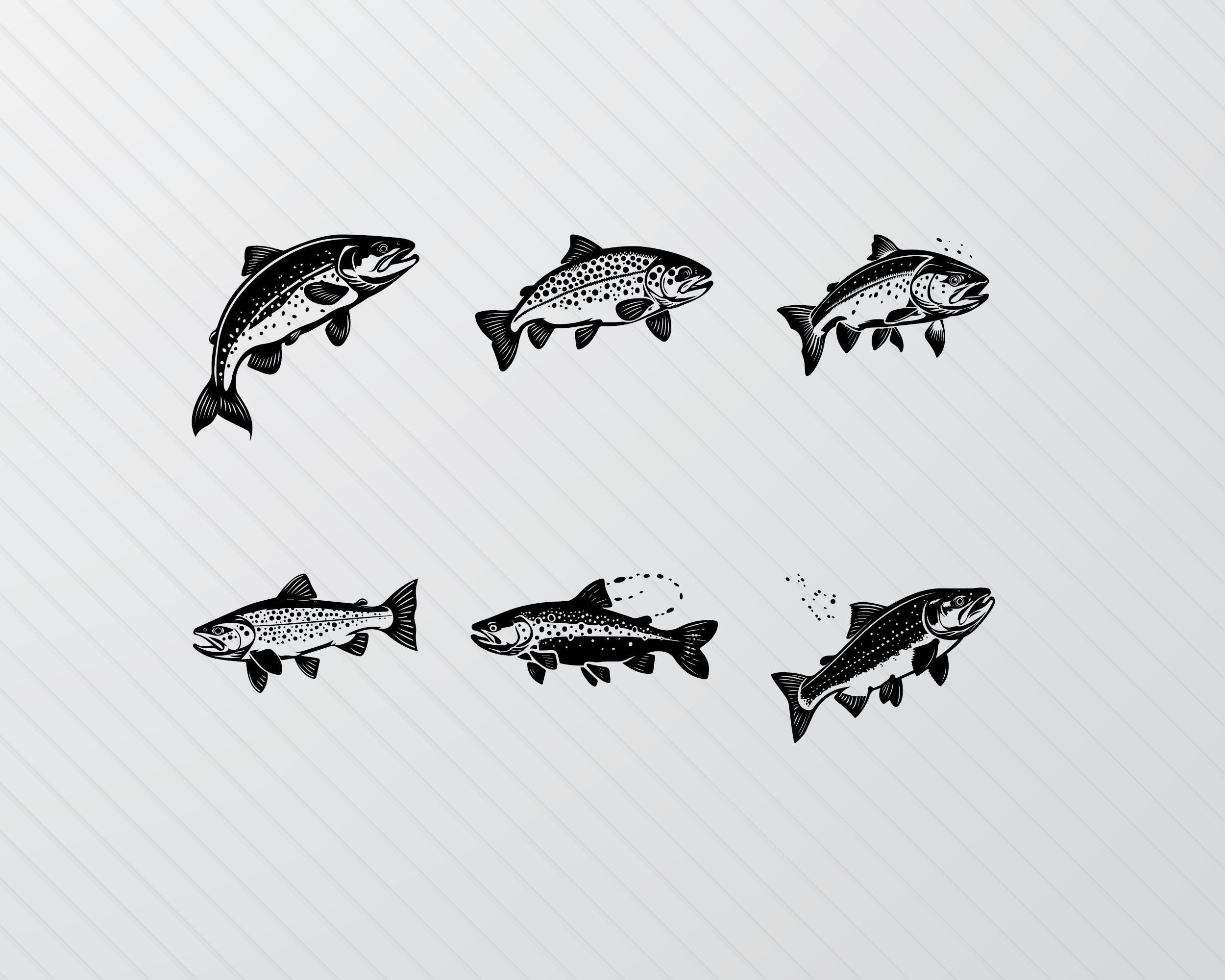 Trout Fish Silhouette, Trout Fish Svg Bundle, Trout Fish Clipart, Trout ...