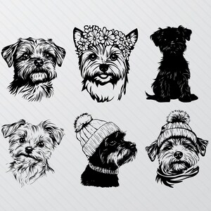 Morkie Dog SVG Bundle: Silhouette Clipart (PNG, Vector) - Etsy