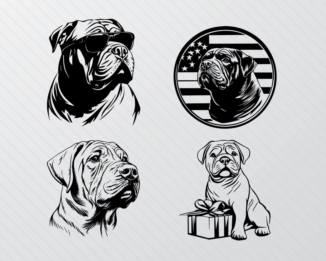 Shar Pei Svg Bundle, Shar Pei Silhouette Png, Dog Breeds Clipart, Shar ...