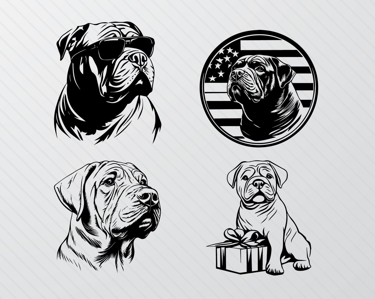 Shar Pei Svg Bundle, Shar Pei Silhouette Png, Dog Breeds Clipart, Shar ...