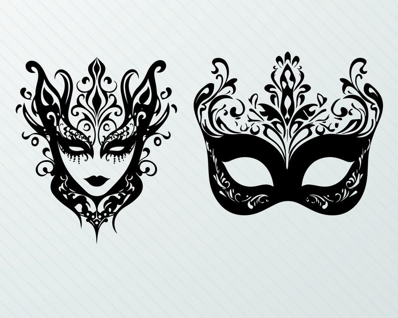 Masquerade Mask SVG PNG: Clipart Silhouette, Cricut Cut File - Etsy