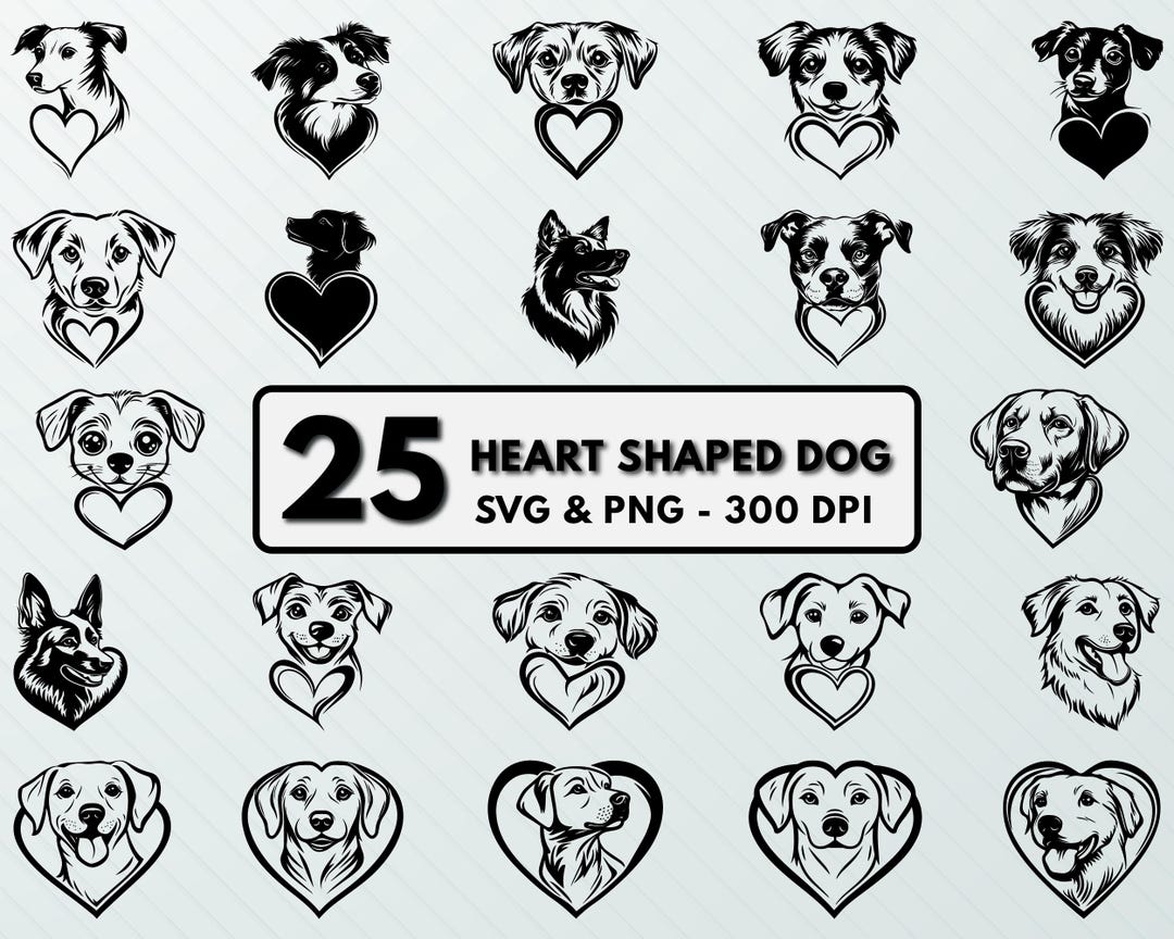 Heart Shaped Dog Svg Png, Heart Shaped Dog Clipart, Love Dog Silhouette ...
