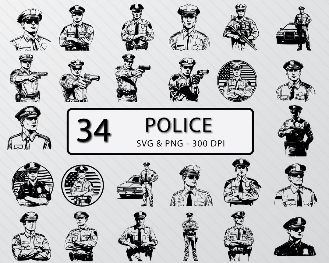 Police Svg Bundle, Police Silhouette Cut File, Police Vector Art ...