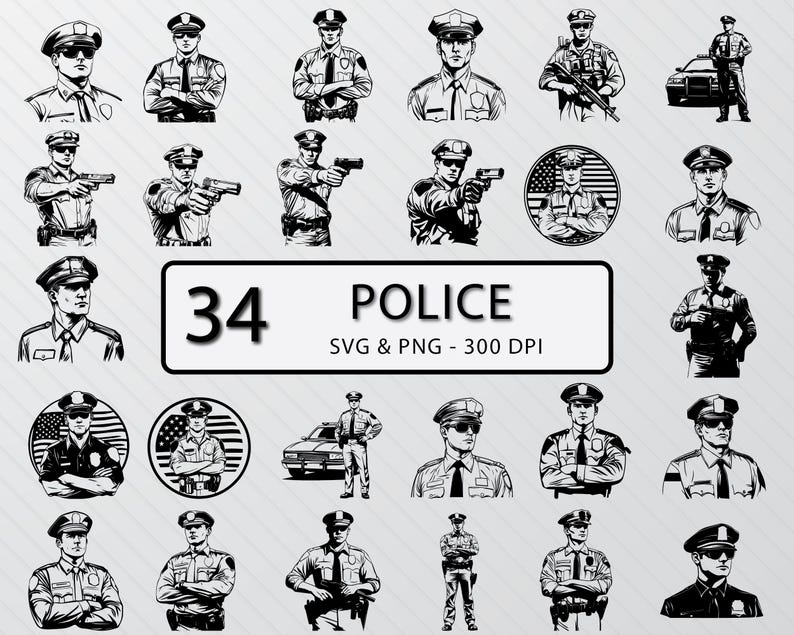 Police Svg Bundle, Police Silhouette Cut File, Police Vector Art ...