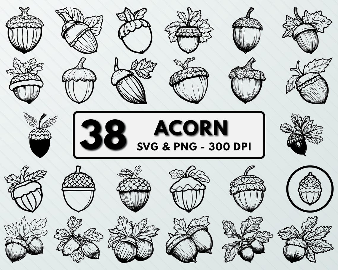 Acorn Svg Png, Acorn Clipart, Acorn Silhouette, Fruit Decal, Acorn ...