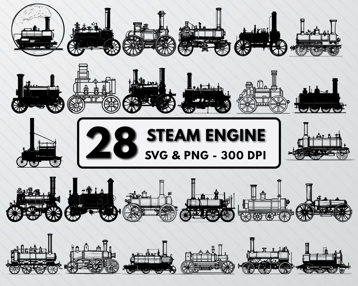 Steam Engine Svg Bundle, Steam Engine Silhouette Svg, Train Engine Png ...