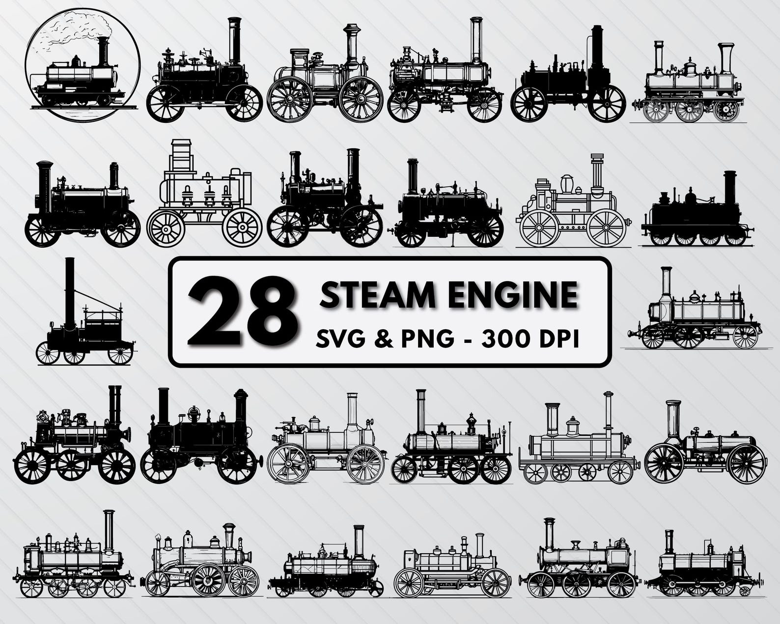 Steam Engine Svg Bundle, Steam Engine Silhouette Svg, Train Engine Png ...