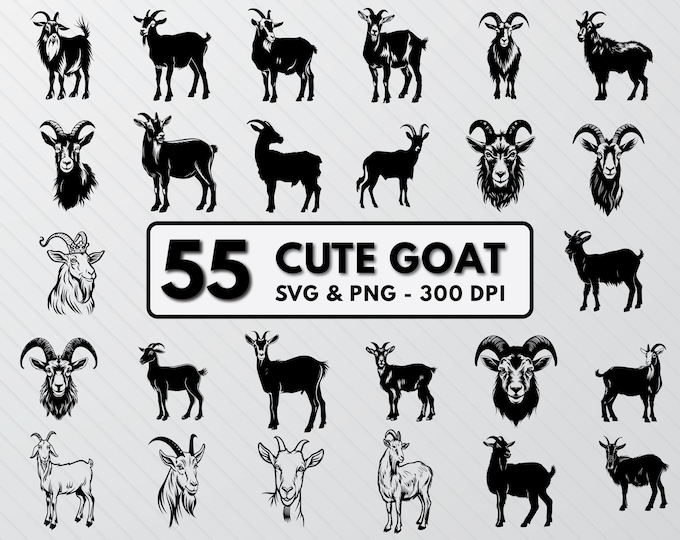 Goat SVG Clipart. Goat Vector Line Art. Farm Animal Drawing. Cute Goat ...