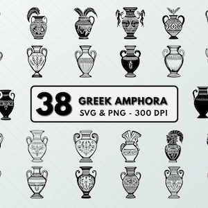 Greek Amphora SVG PNG Clipart: Ancient Pottery Designs (digital ...