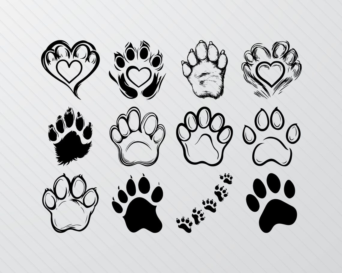 Dog Paw Silhouette Svg, Dog Paw Svg Bundle Cut Files, Dog Paw Clipart ...
