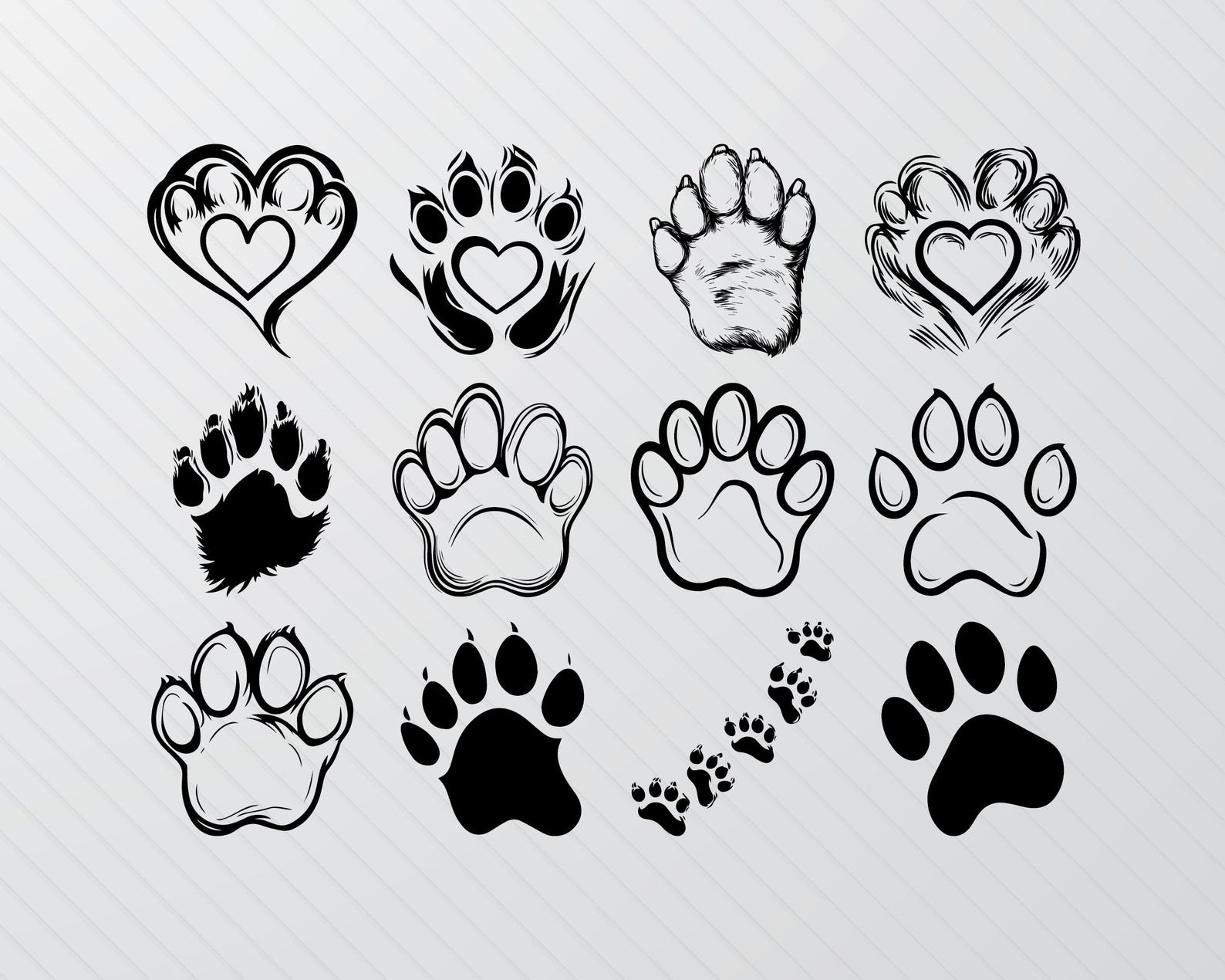Dog Paw Silhouette Svg, Dog Paw Svg Bundle Cut Files, Dog Paw Clipart ...