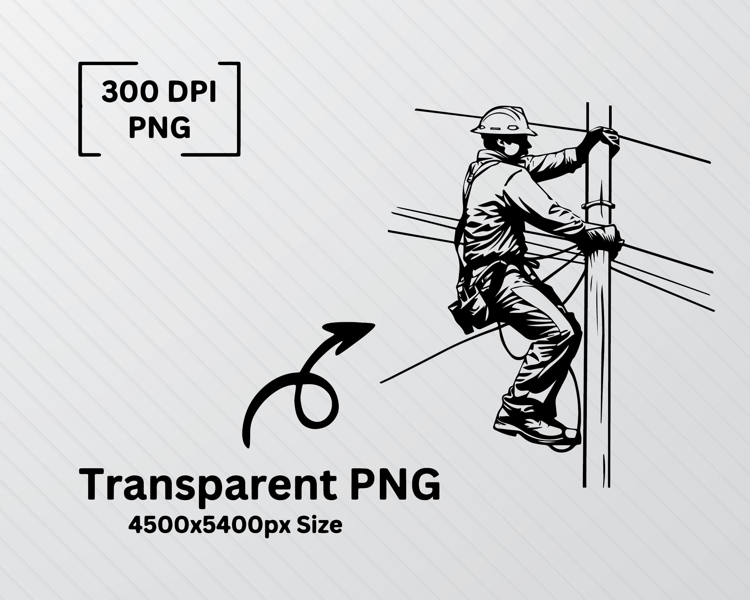Lineman Silhouette SVG: Electrician Outlines, Decals (PNG, Vector) - Etsy