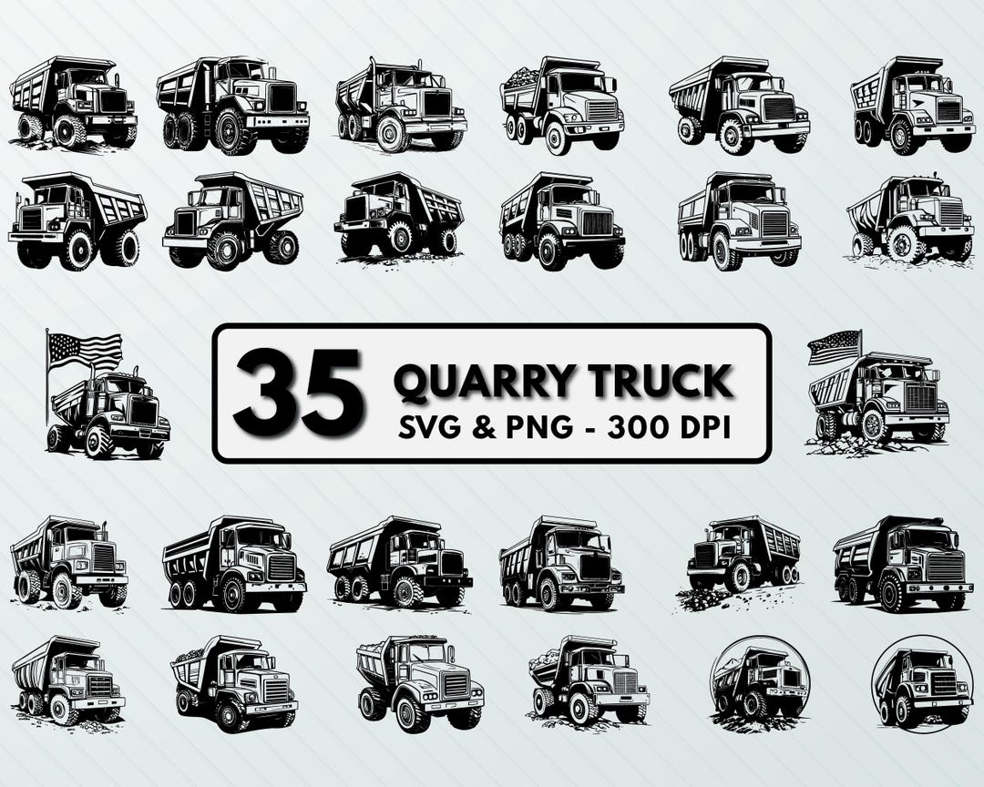 Quarry Truck Clipart: SVG PNG Bundle, Truck Designs (cut Files) - Etsy
