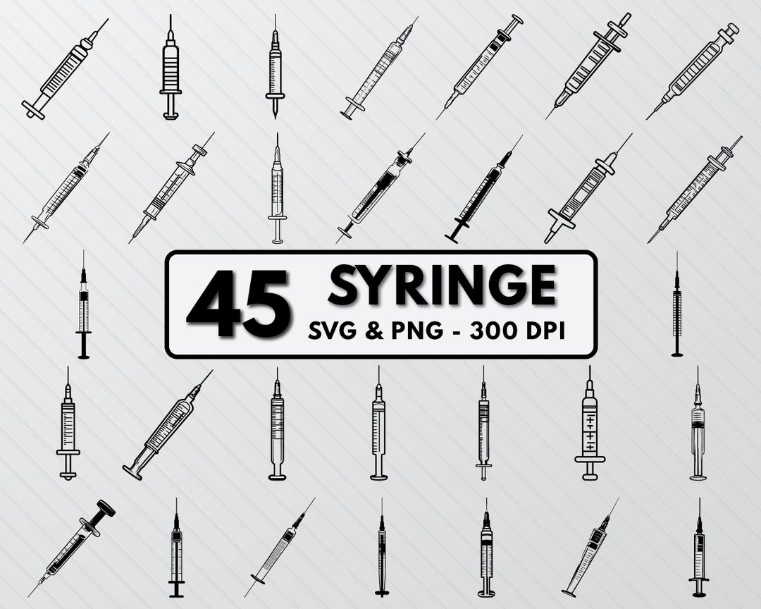 Syringe Silhouette, Syringe Svg Bundle Cut File, Syringe Clipart ...