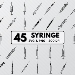 Syringe Silhouette, Syringe Svg Bundle Cut File, Syringe Clipart ...