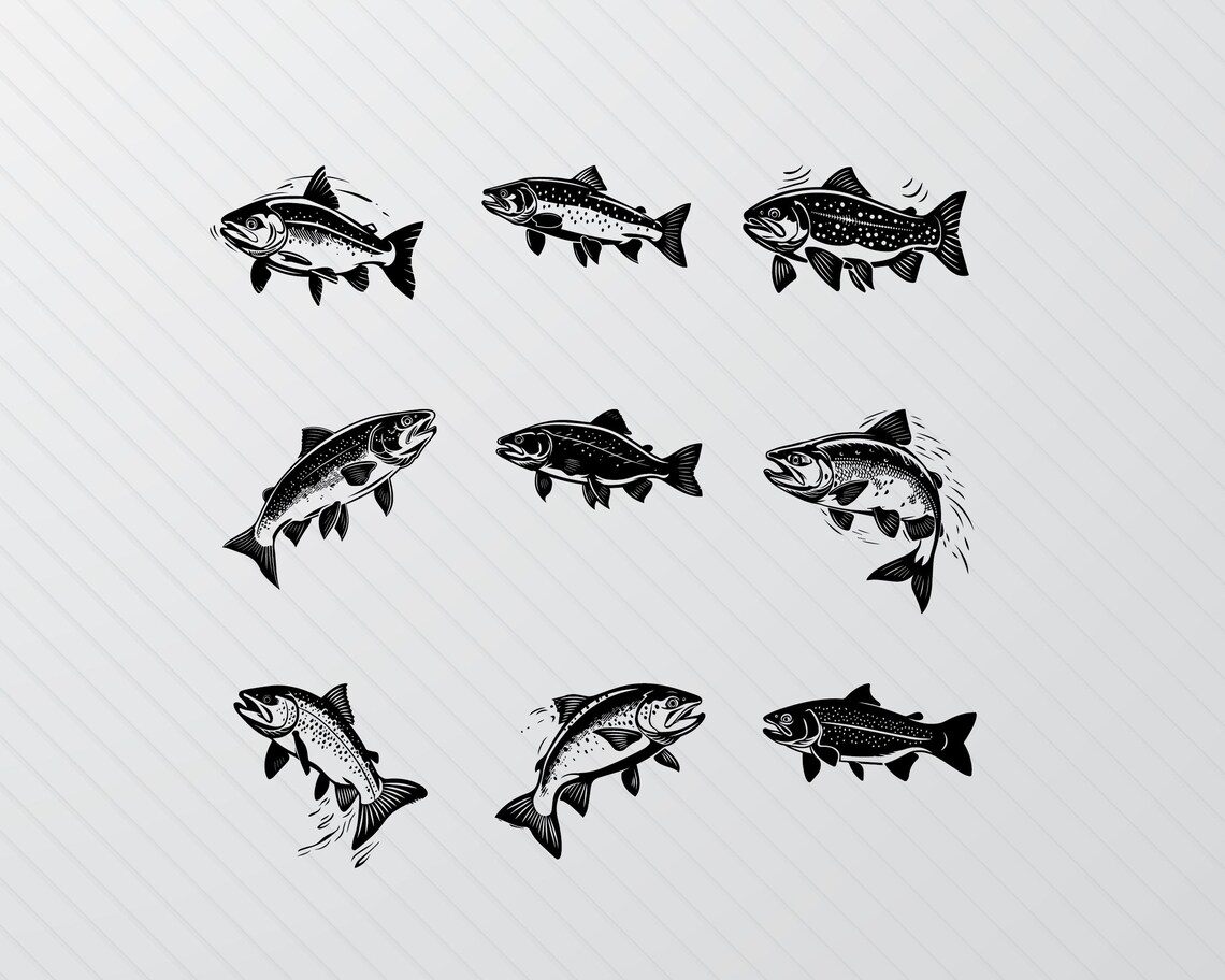 Trout Fish Silhouette, Trout Fish Svg Bundle, Trout Fish Clipart, Trout ...