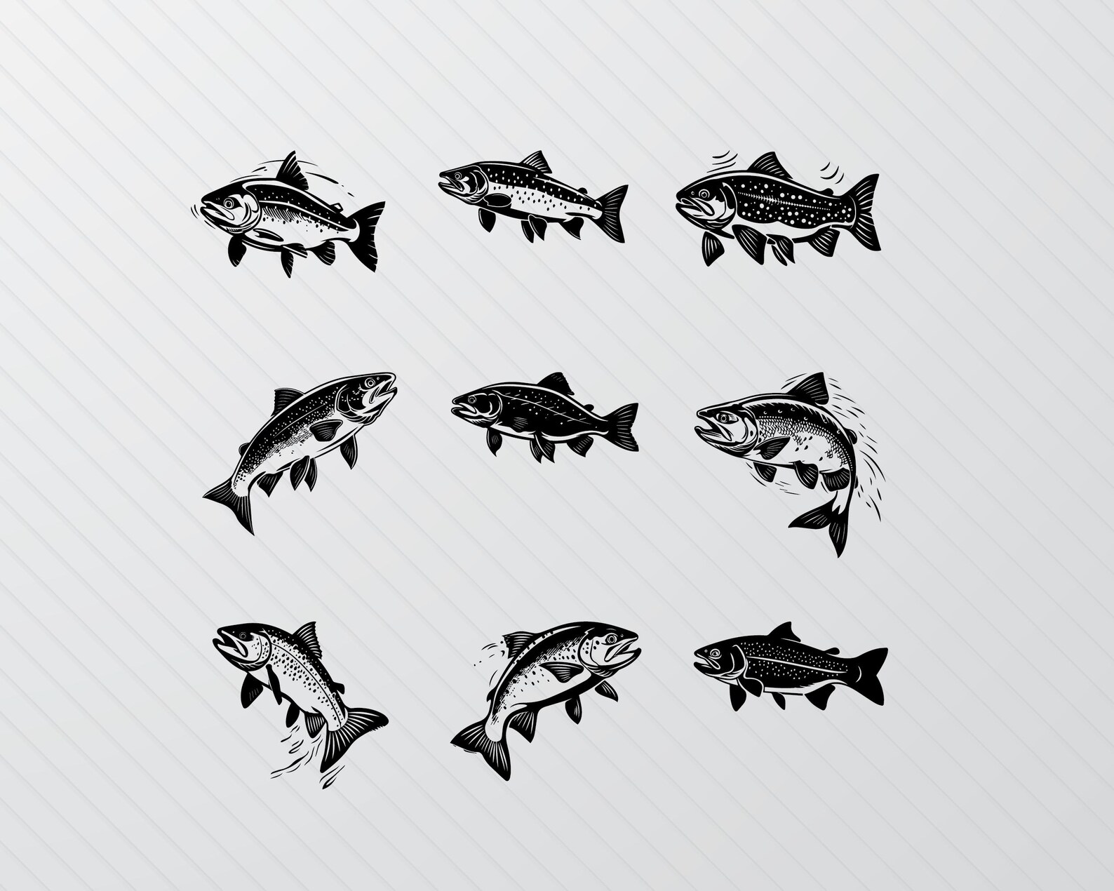 Trout Fish Silhouette, Trout Fish Svg Bundle, Trout Fish Clipart, Trout ...