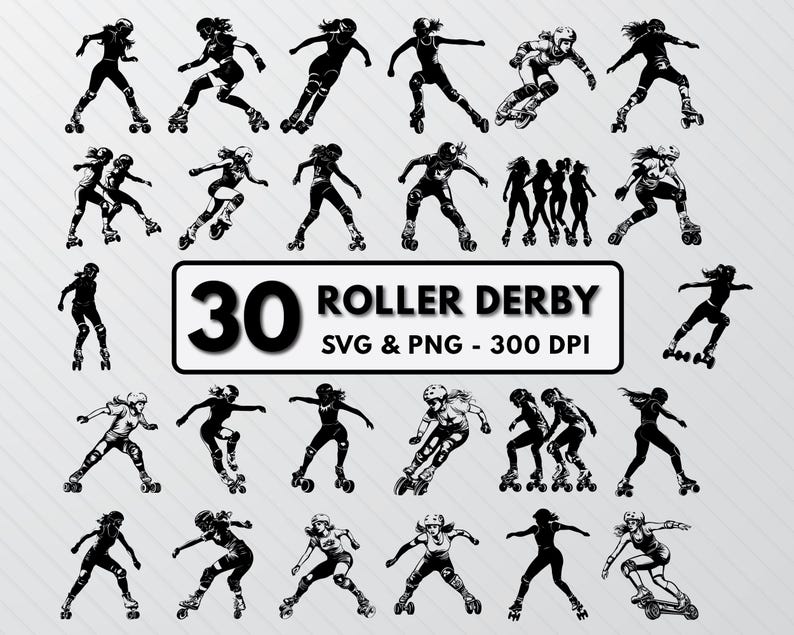 Roller Derby SVG Bundle: Silhouette Clipart, Cricut Cut Files (PNG) - Etsy