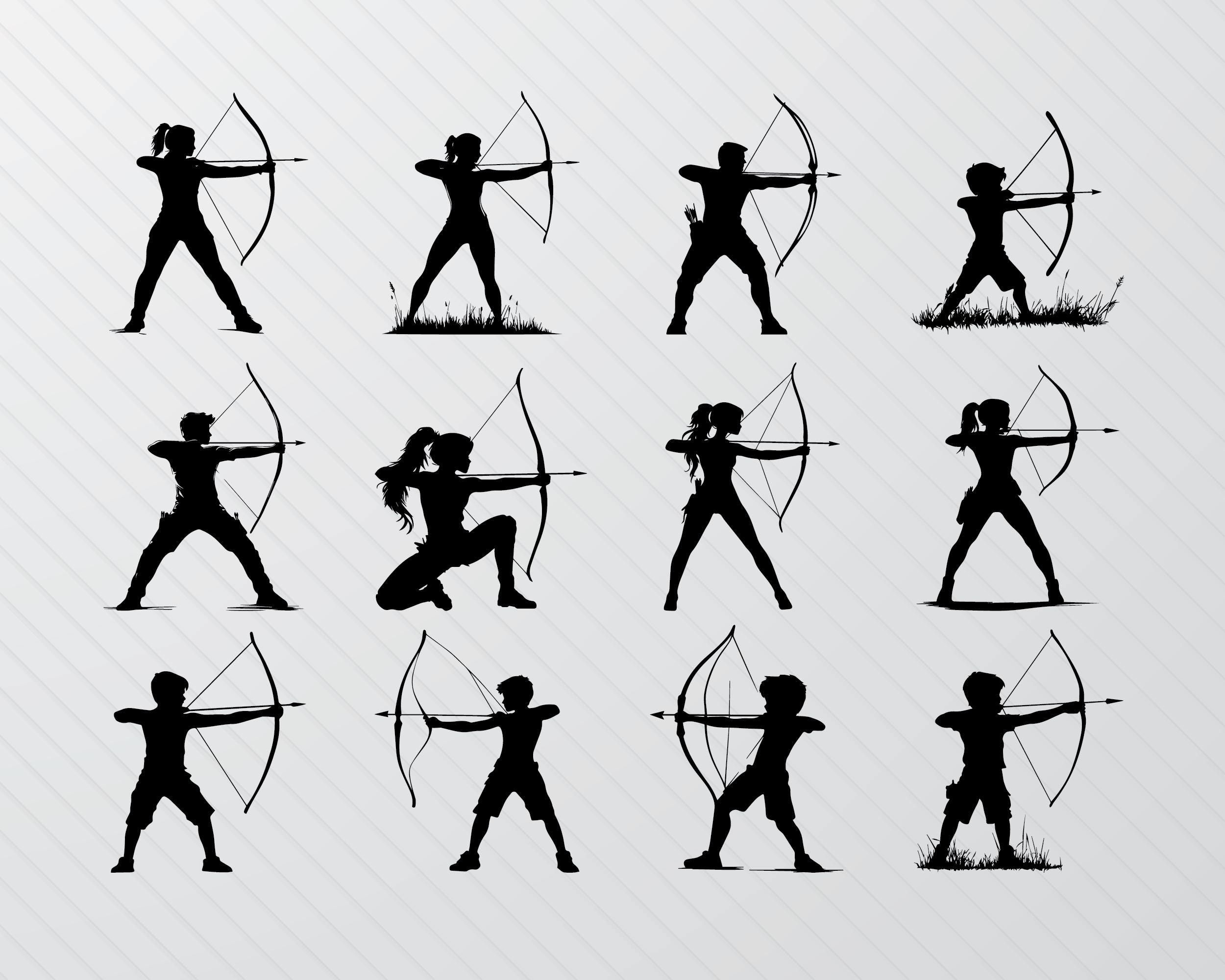 Archery Silhouette Svg, Archery Svg Cut Files, Archery Girl Boy Clipart ...